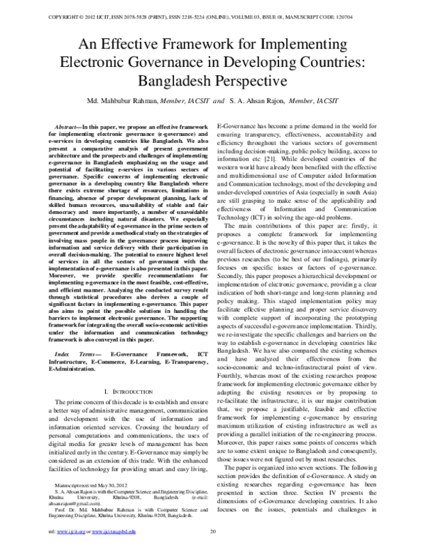 (PDF) An effective framework for implementing electronic governance in ...