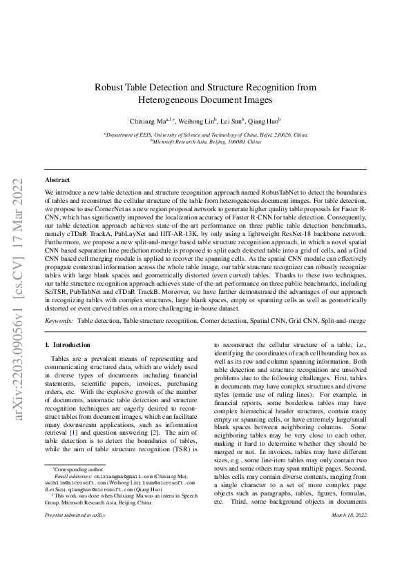 Pdf Robust Table Detection And Structure Recognition From Heterogeneous Document Images