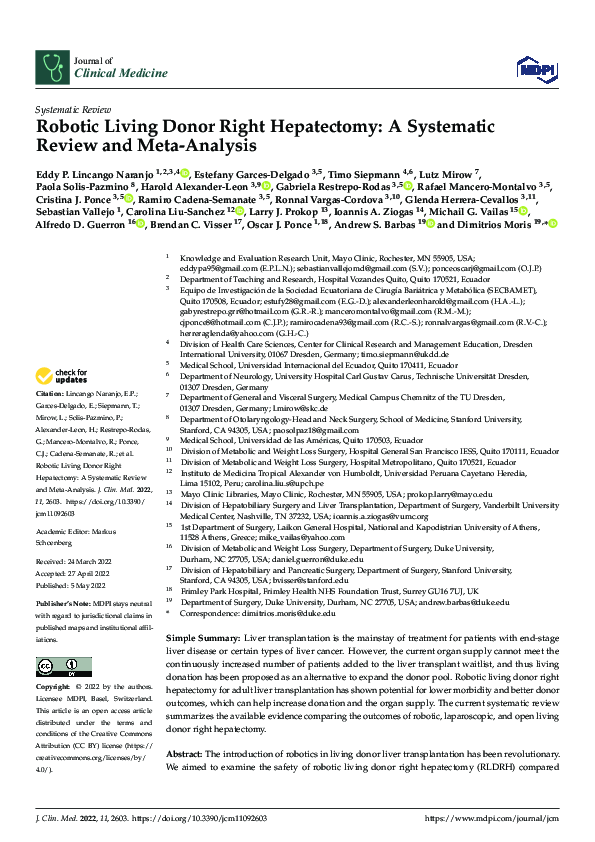 (PDF) Robotic Living Donor Right Hepatectomy: A Systematic Review and ...