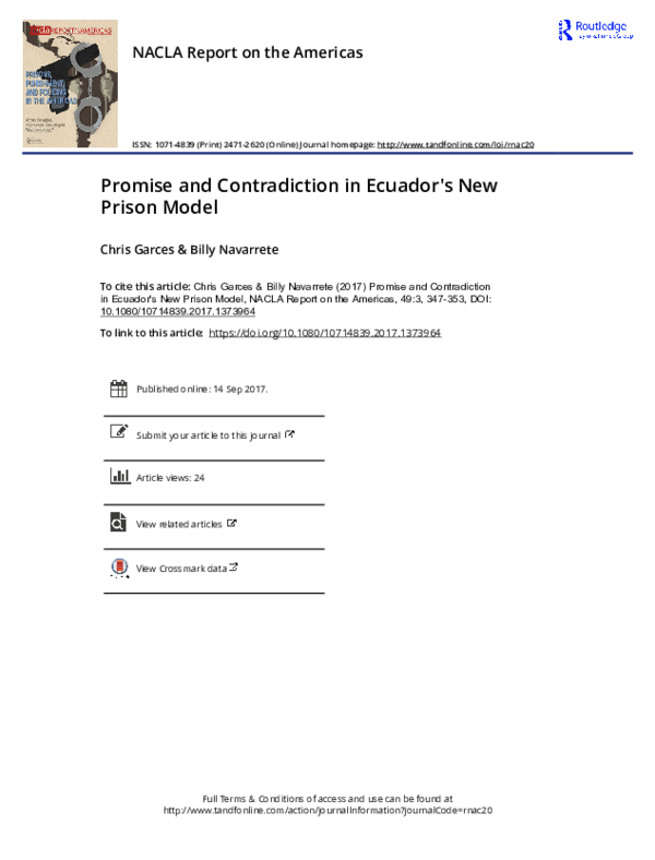 (PDF) Promise and Contradiction in Ecuador's New Prison Model