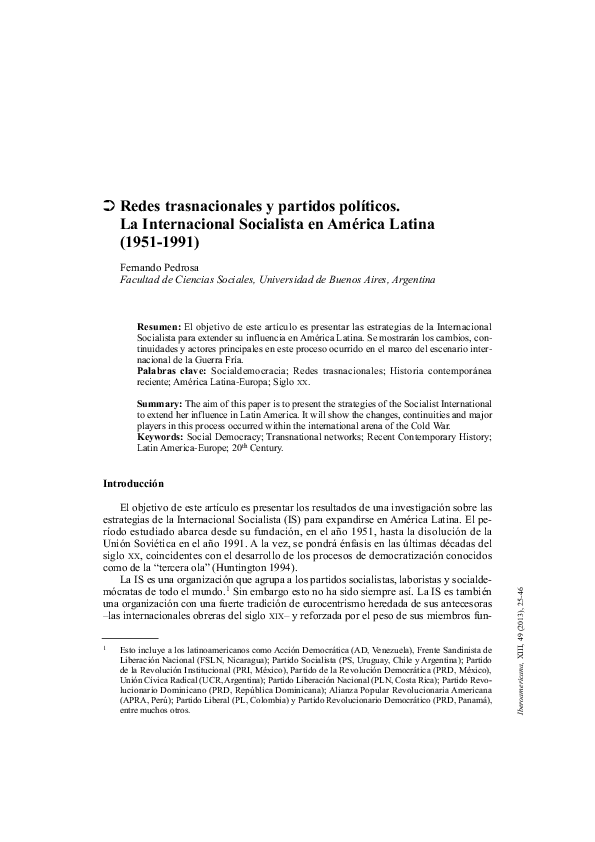 (PDF) Redes trasnacionales y partidos políticos. La Internacional ...