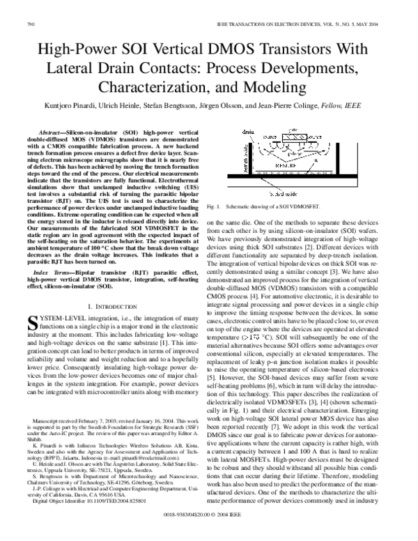 (PDF) High-power SOI vertical DMOS transistors with lateral drain ...