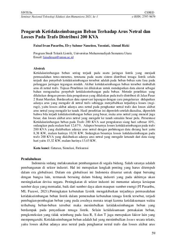 (PDF) Pengaruh Ketidakseimbangan Beban Terhadap Arus Netral dan Losses ... (PDF) Pengaruh Ketidakseimbangan Beban Terhadap Arus Netral dan Losses ...