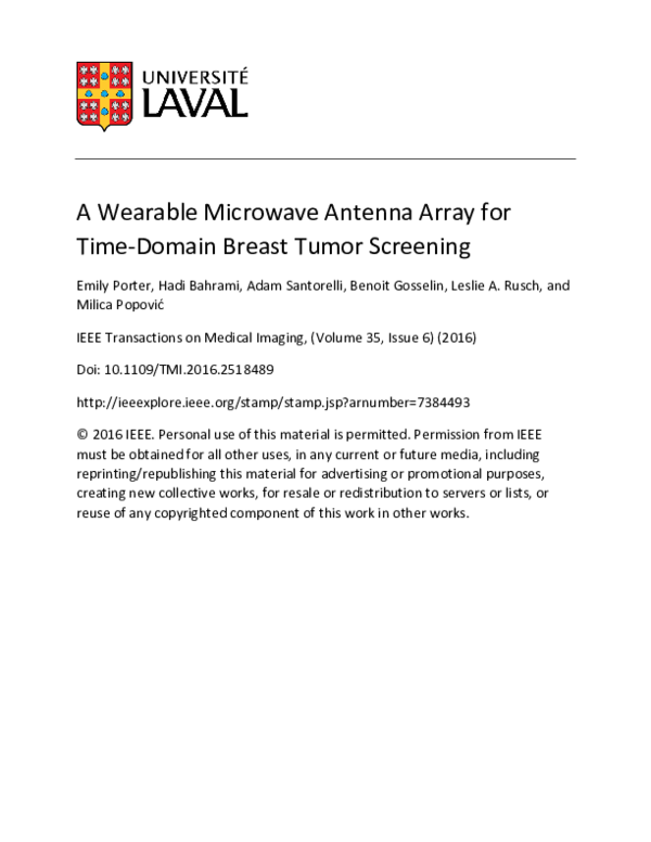 (PDF) A Wearable Microwave Antenna Array for Time-Domain Breast Tumor ...