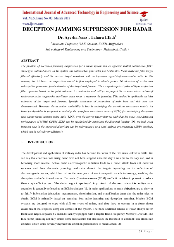 (PDF) Deception Jamming Suppression for Radar