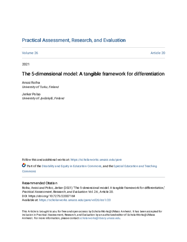 (PDF) The 5-dimensional model: A tangible framework for differentiation