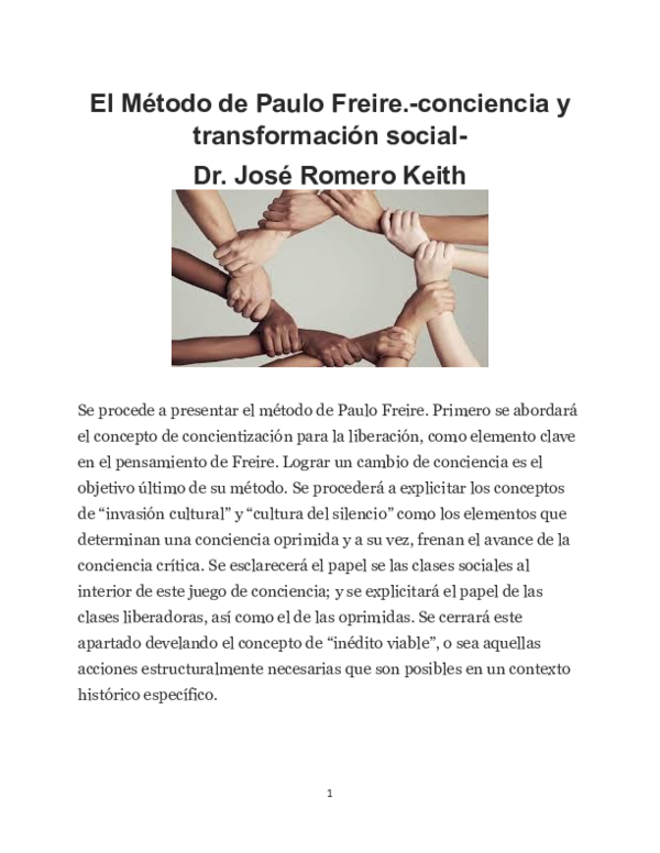 (DOC) El Método de Paulo Freire.-conciencia y transformación social.
