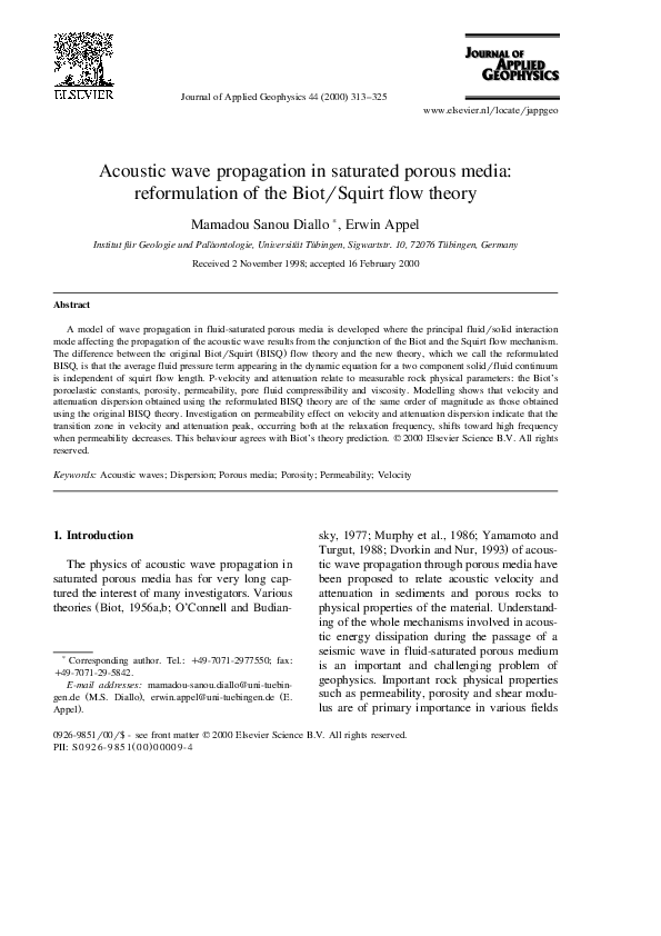 (PDF) Acoustic wave propagation in saturated porous media ...