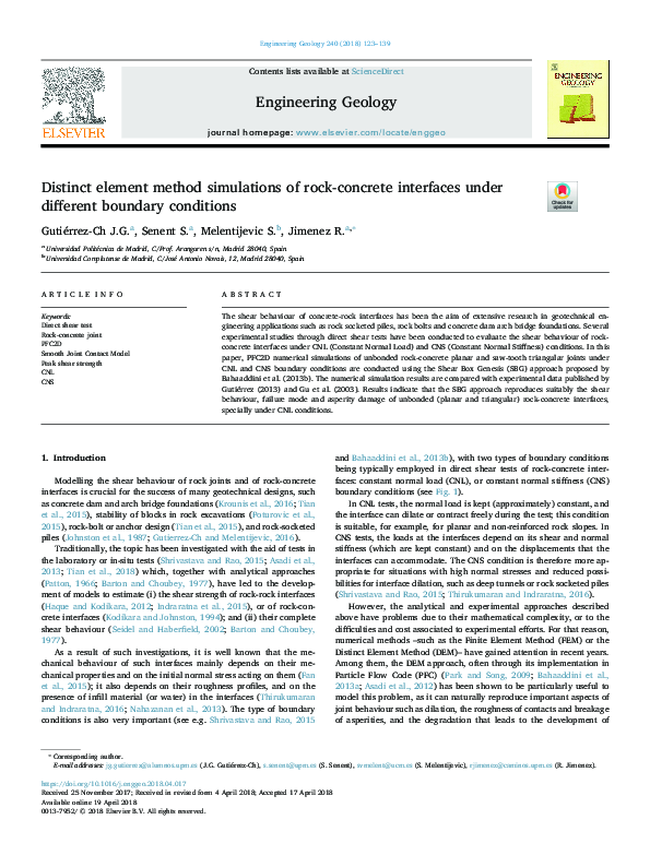 (PDF) Distinct element method simulations of rock-concrete interfaces under different boundary ...