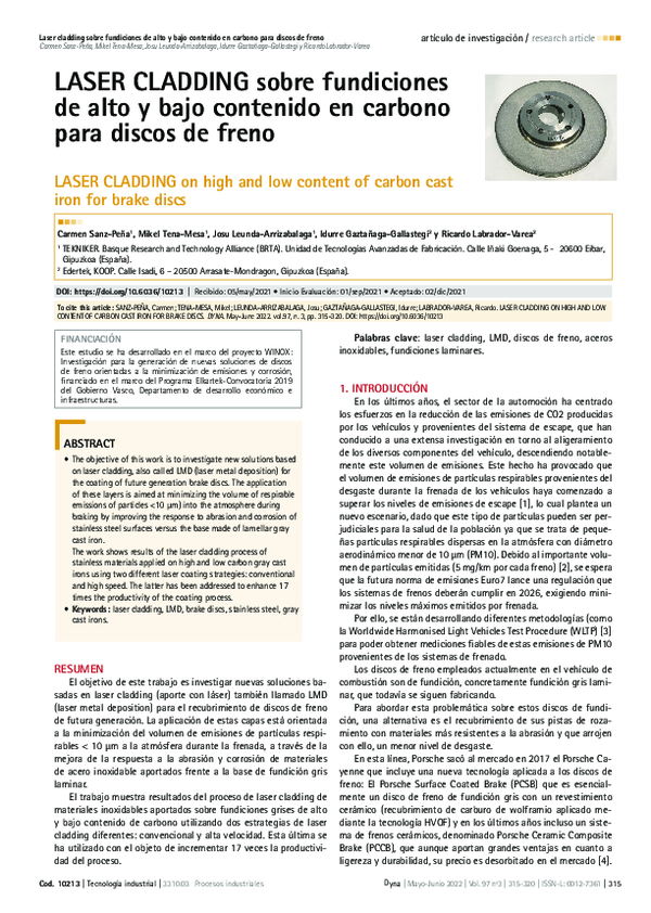 (PDF) Laser Cladding on High and Low Content of Carbon Cast Iron for ...