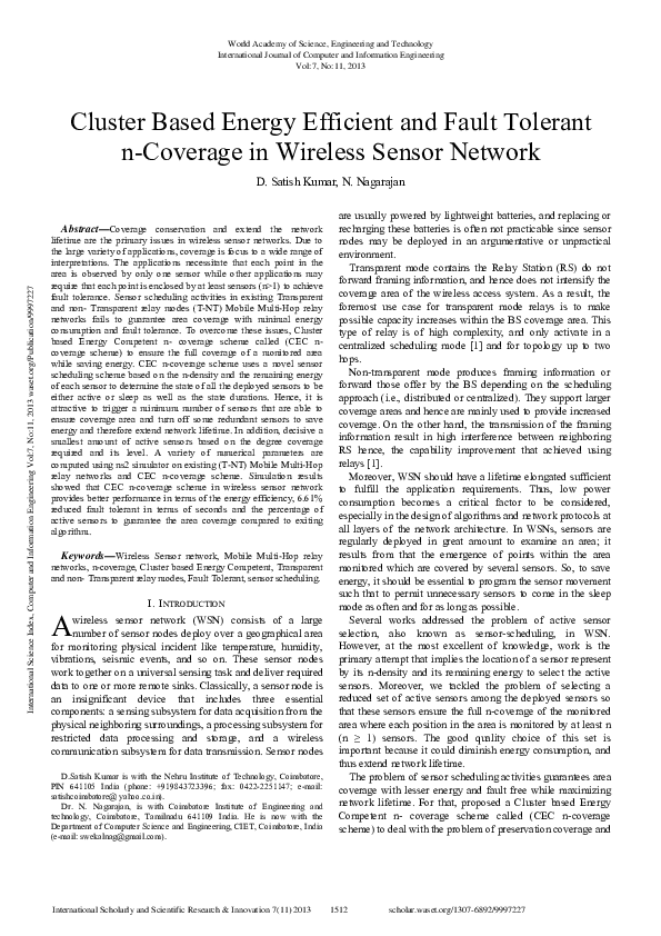 (PDF) Energy Efficient Fault Tolerant Coverage in WSNs