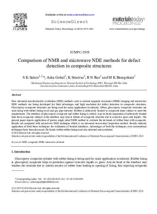 (PDF) Comparison of NMR and microwave NDE methods for defect detection in composite structures