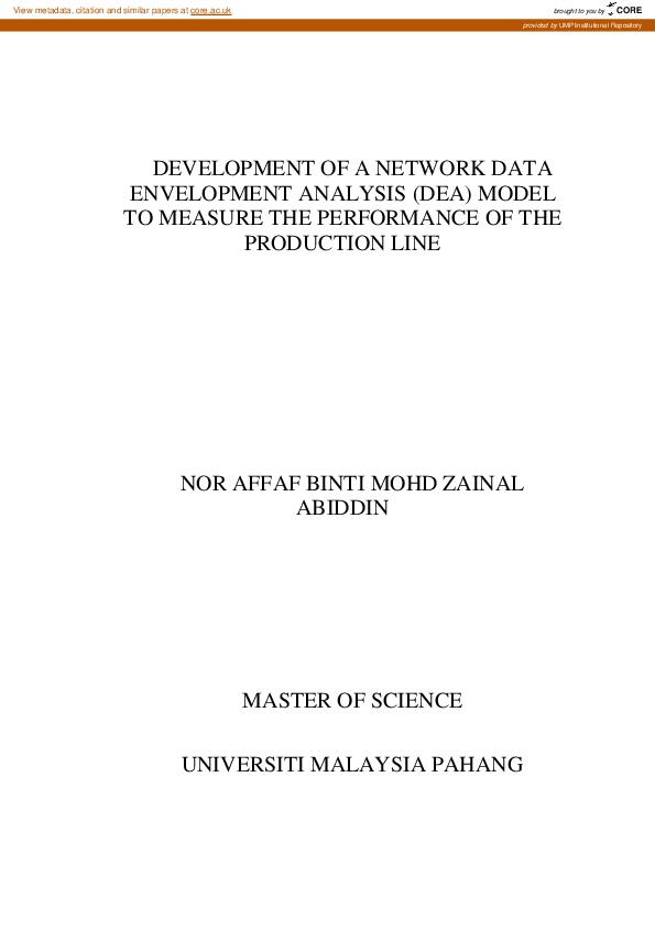 (PDF) Development of a network data envelopment analysis (DEA) model to measure the performance ...