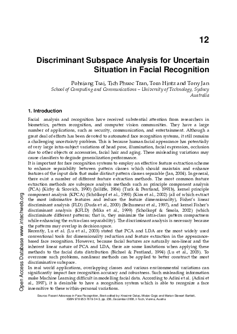 (PDF) Discriminant Subspace Analysis for Uncertain Situation in Facial Recognition