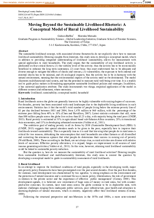 (PDF) Moving Beyond the Sustainable Livelihood Rhetoric: A Conceptual ...