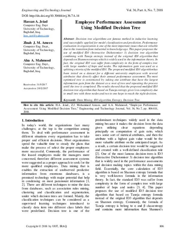 (PDF) Employee Performance Assessment Using Modified Decision Tree