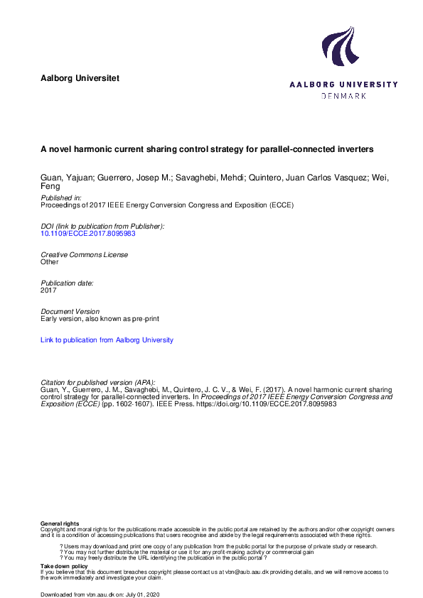 (PDF) A novel harmonic current sharing control strategy for parallel-connected inverters