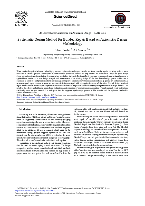 (PDF) Systematic Design Method for Bonded Repair Based on Axiomatic Design Methodology