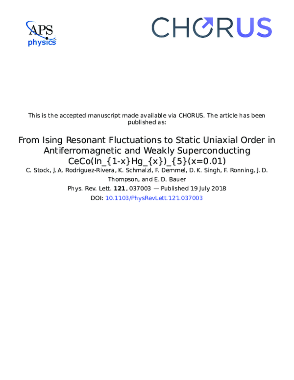 (PDF) From Ising Resonant Fluctuations to Static Uniaxial Order in Antiferromagnetic and Weakly ...