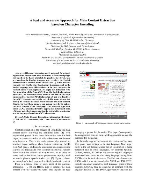 (PDF) A Fast and Accurate Approach for Main Content Extraction Based on ...