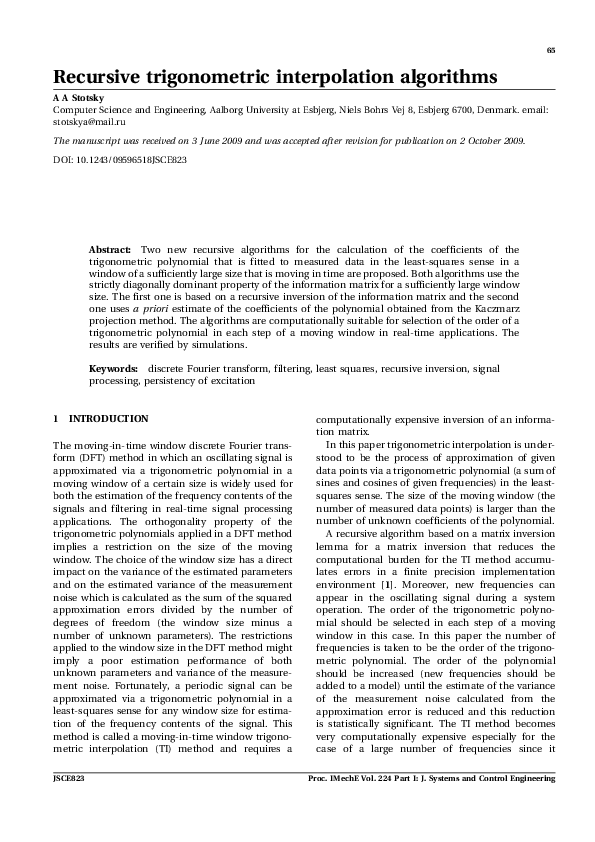 (PDF) Recursive trigonometric interpolation algorithms