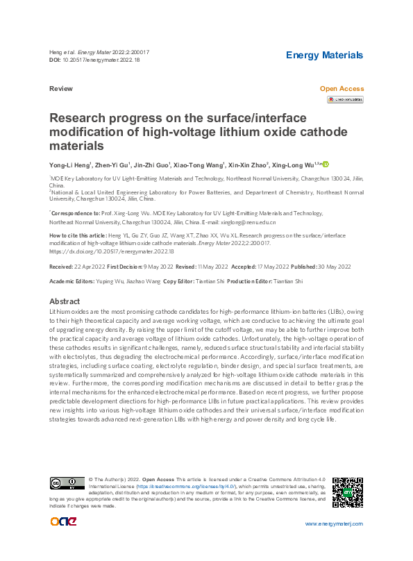 (PDF) Research progress on the surface/interface modification of high ...