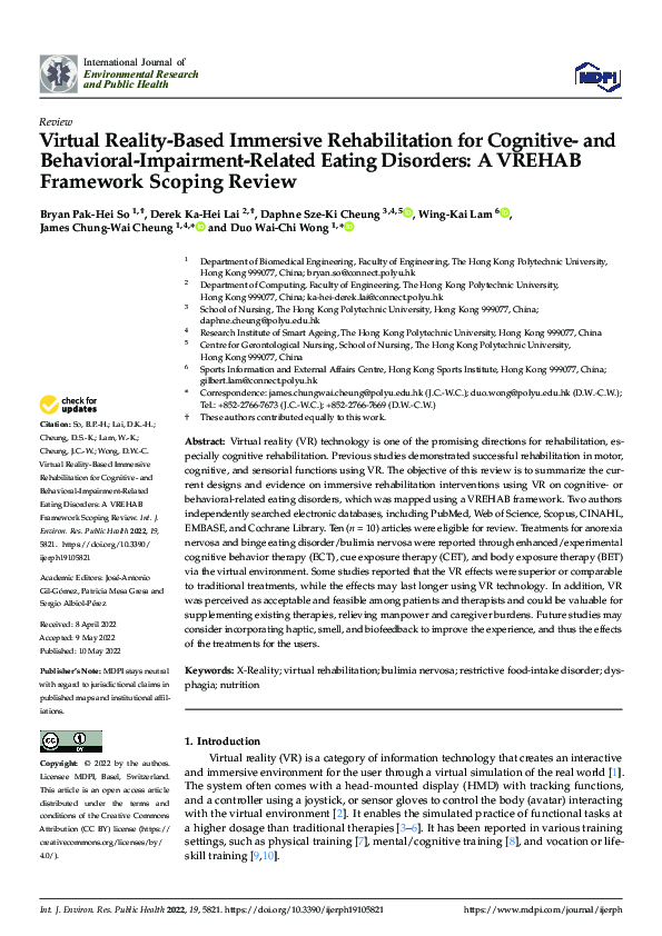 (PDF) Virtual Reality-Based Immersive Rehabilitation for Cognitive- and Behavioral-Impairment ...
