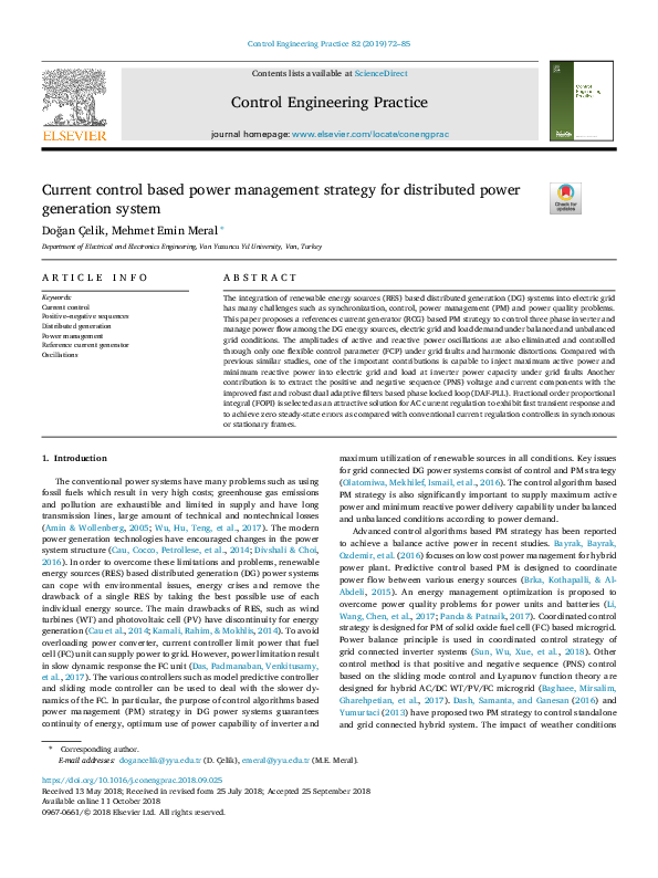 (PDF) Current control based power management strategy for distributed power generation system