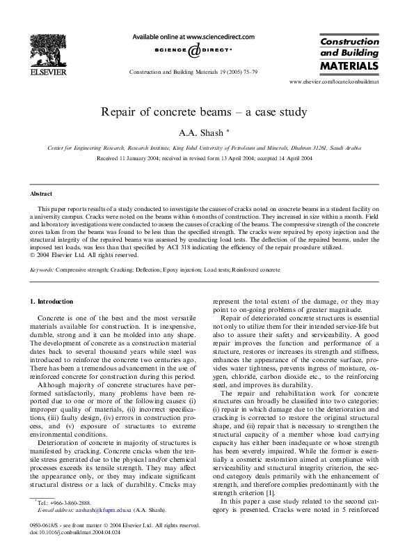 (PDF) Repair of concrete beams – a case study