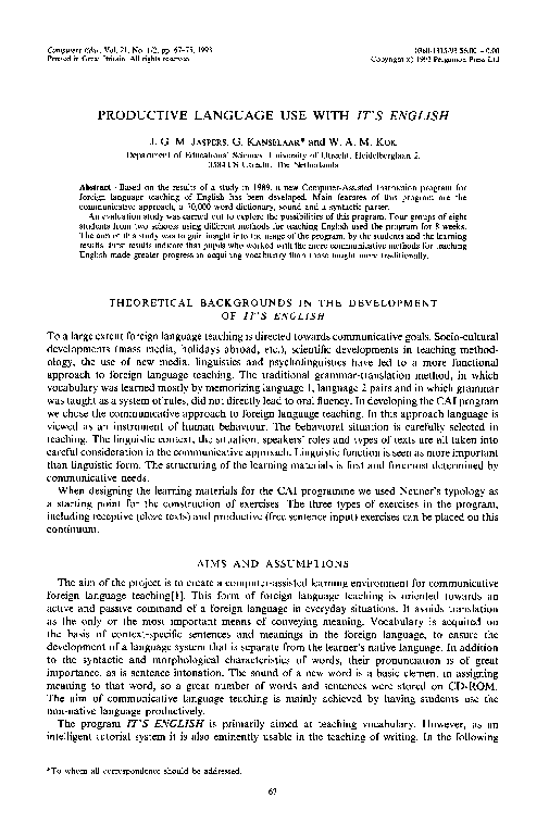 (PDF) Productive language use with it's english