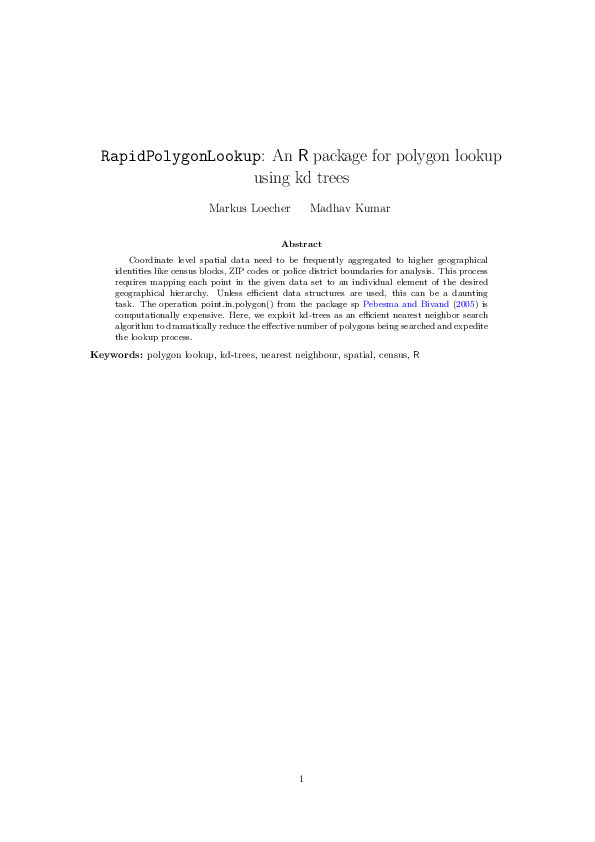 (PDF) RapidPolygonLookup: An R package for polygon lookup using kd trees