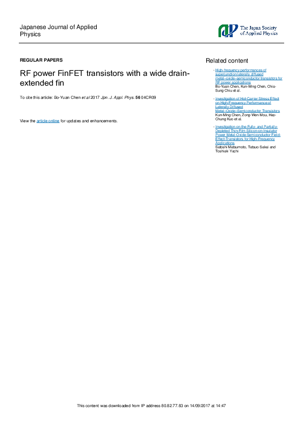 Pdf Rf Power Finfet Transistors With A Wide Drain Extended Fin