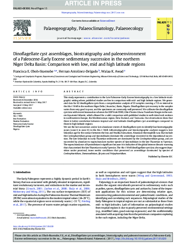(PDF) Dinoflagellate cyst assemblages, biostratigraphy and ...