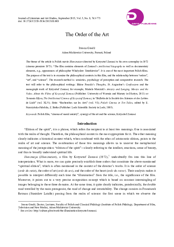 (PDF) The Order of the Art