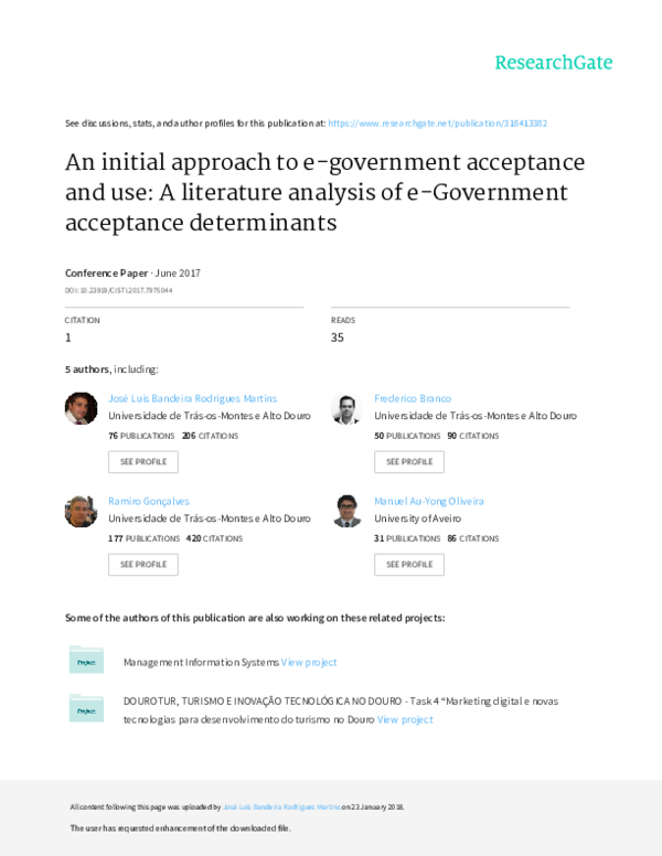 (PDF) An initial approach to e-government acceptance and use: A ...