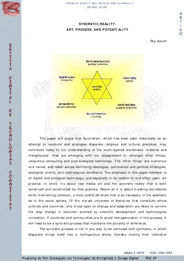 (PDF) Syncretic Reality: Art, Process, and Potentiality | Roy Ascott - Academia.edu
