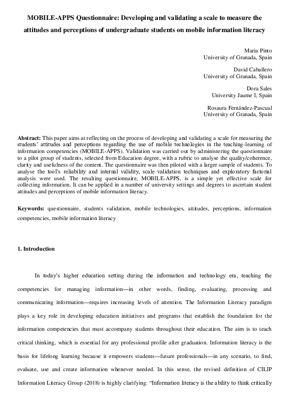 (PDF) MOBILE-APPS questionnaire: Developing and validating a scale to measure the attitudes and ...