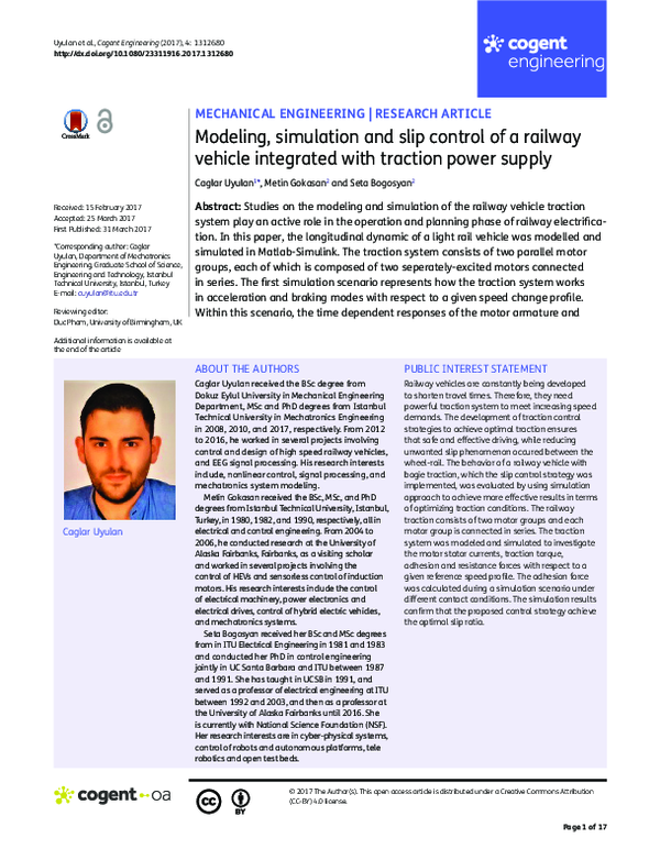 (PDF) Modeling, simulation and slip control of a railway vehicle integrated with traction power ...