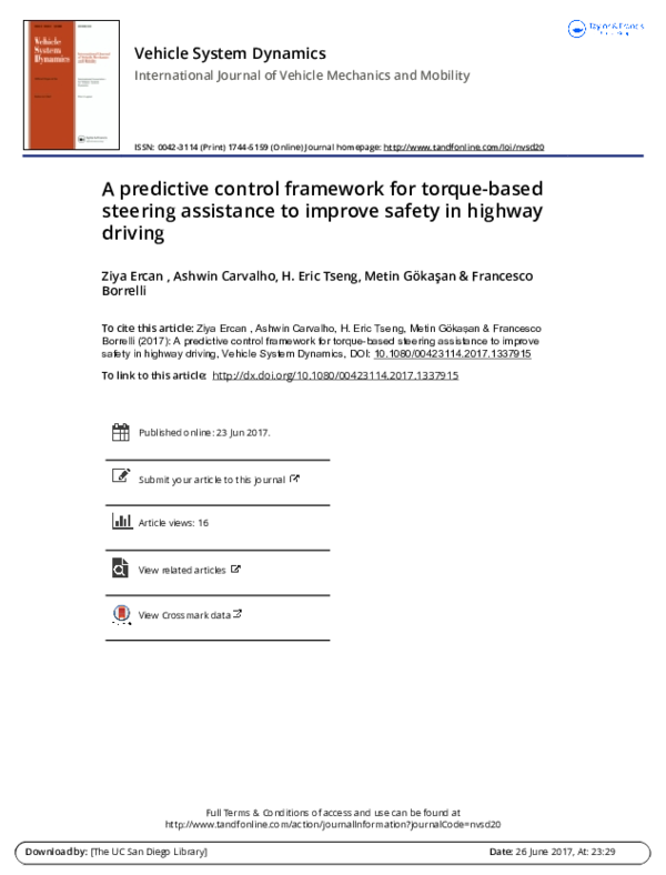 (PDF) A predictive control framework for torque-based steering ...
