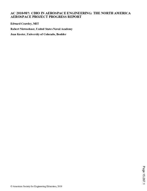 (PDF) Cdio In Aerospace Engineering: The North America Aerospace ...