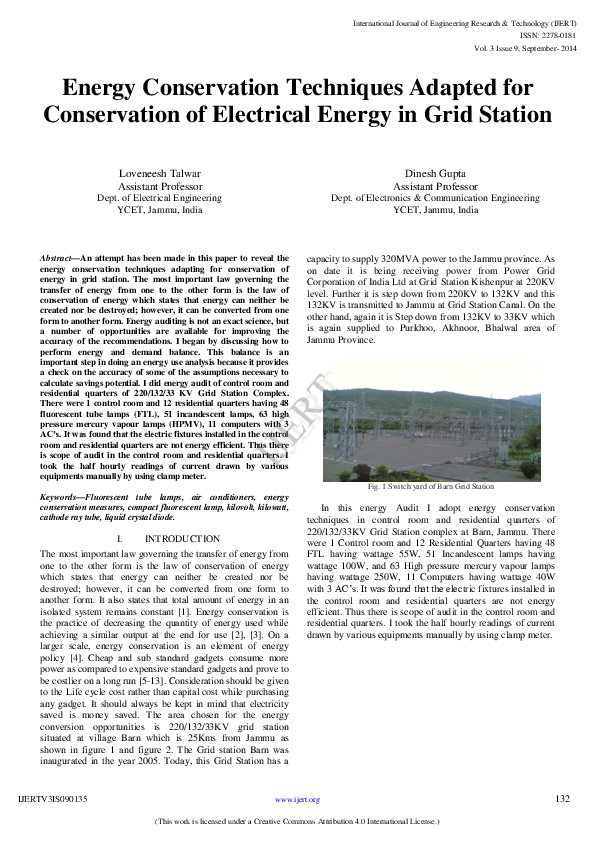 (PDF) Energy Conservation Techniques Adapted for Conservation of ...