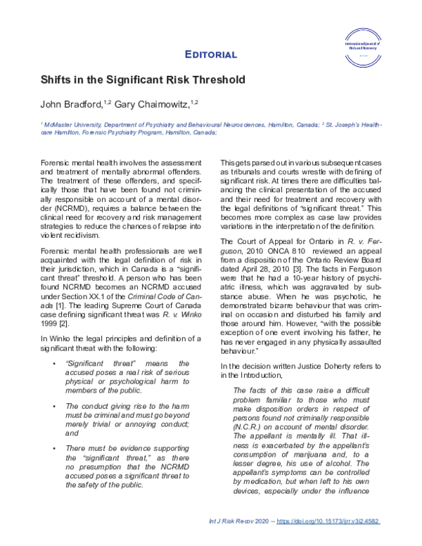 (PDF) Shifts in the significant risk threshold