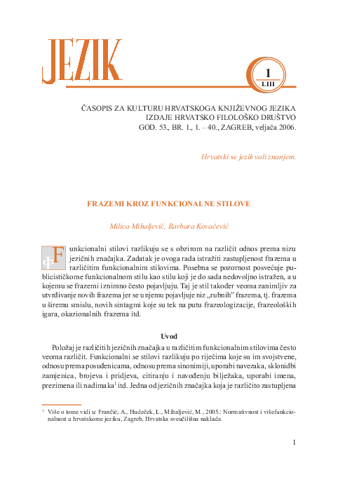 (PDF) Frazemi kroz funkcionalne stilove