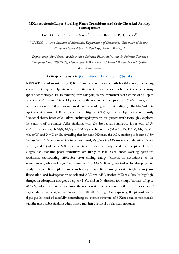 (PDF) MXenes atomic layer stacking phase transitions and their chemical ...