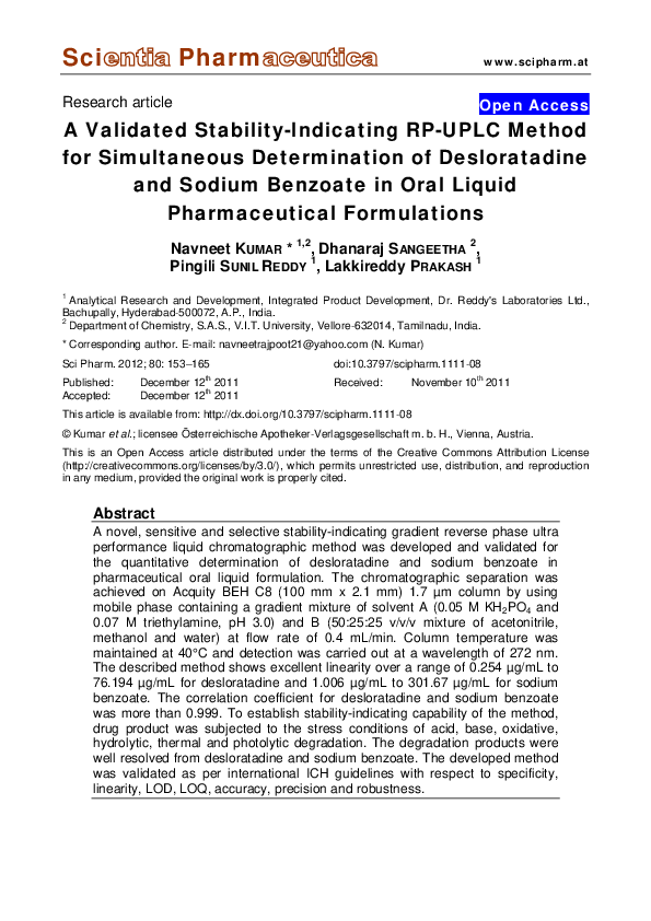 (PDF) A Validated Stability-Indicating RP-UPLC Method for Simultaneous Determination of ...