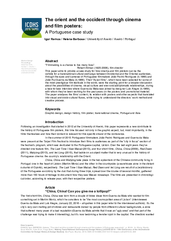 (PDF) The orient and the occident through cinema and film posters: A ...