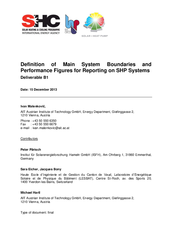 (PDF) Definition of Main System Boundaries and Performance Figures for ...