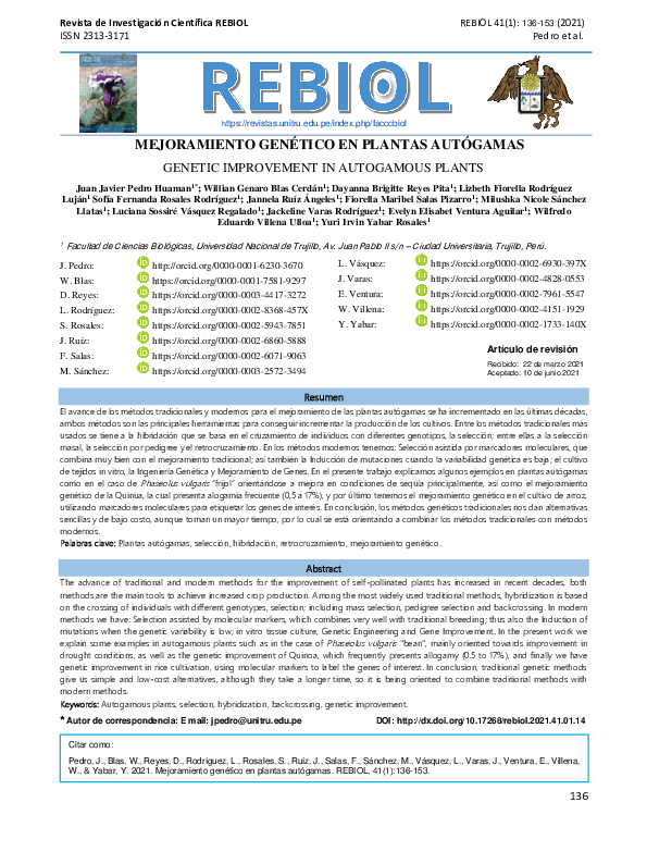 (PDF) Genetic Improvement in Autogamous Plants