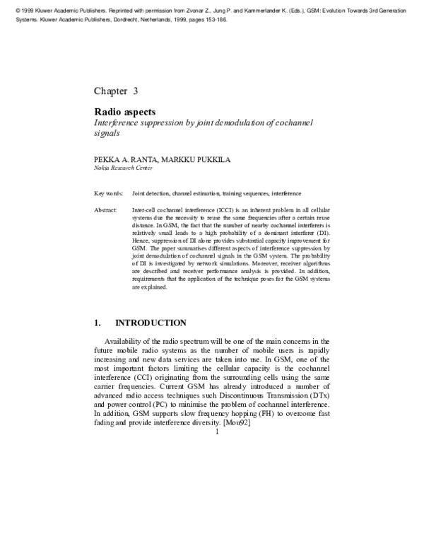 (PDF) Interference suppression by joint demodulation of cochannel signals