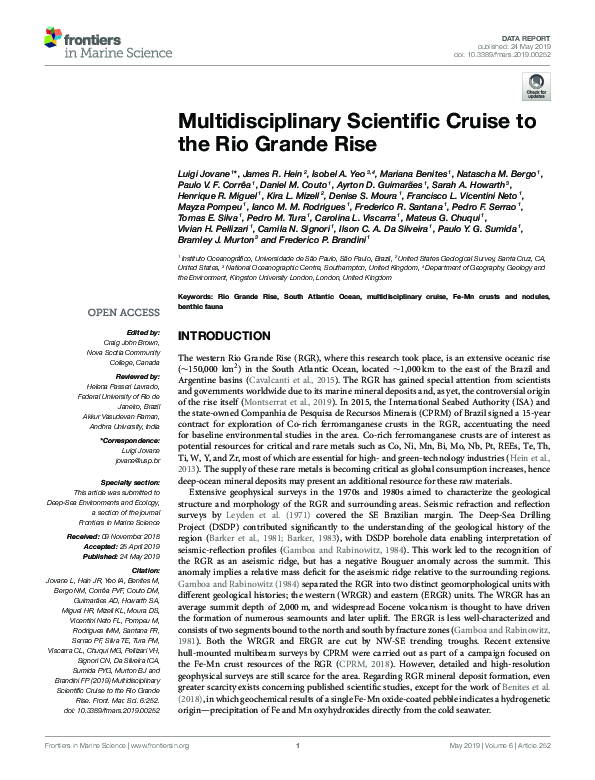 (PDF) Multidisciplinary Scientific Cruise to the Rio Grande Rise